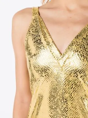 AMIR SLAMA Metallic Snakeskin-effect Mini Dress