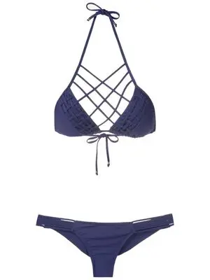 AMIR SLAMA Lattice-strap Bikini Set - Blue