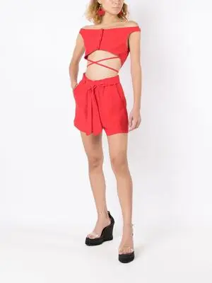 AMIR SLAMA Belted Short Shorts - Red