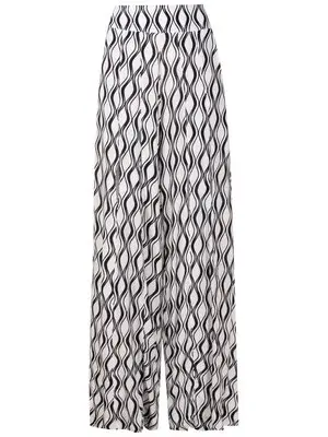 AMIR SLAMA Wave-print Palazzo Trousers - White