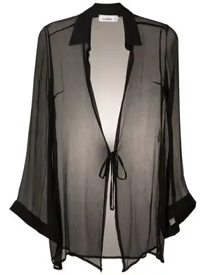 AMIR SLAMA Tie-front Silk Beach Cover-up - Black