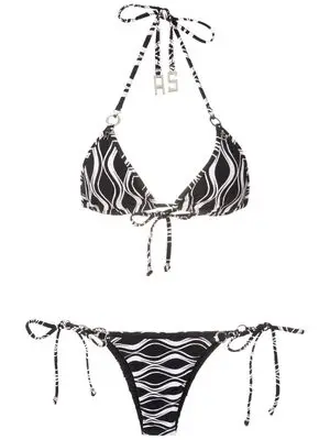 AMIR SLAMA Wave-print Bikini Set - Black