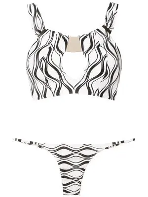 AMIR SLAMA Wave-print Bikini Set - White