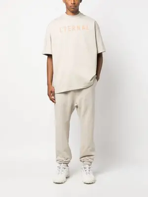 Fear Of God Logo-patch Cotton Track Pants - Neutrals