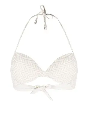 TWINSET Herringbone-pattern Bikini Top - White