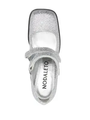 NODALETO Glitter-detail Leather Pumps - Silver