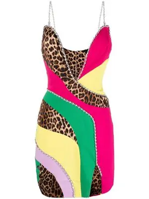 Philipp Plein Patchwork Mini Dress - Pink