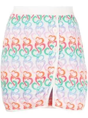 MARCO RAMBALDI Heart-embroidery Knit Skirt - White