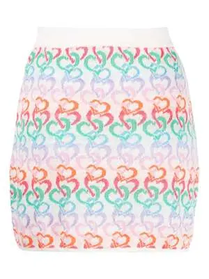 MARCO RAMBALDI Heart-embroidery Knit Skirt