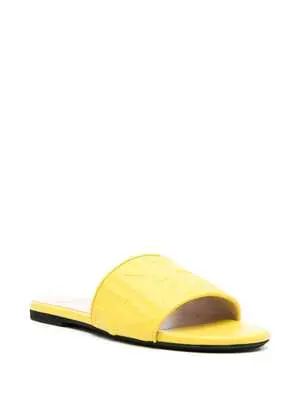 N°21 Logo-embossed Leather Slides - Yellow