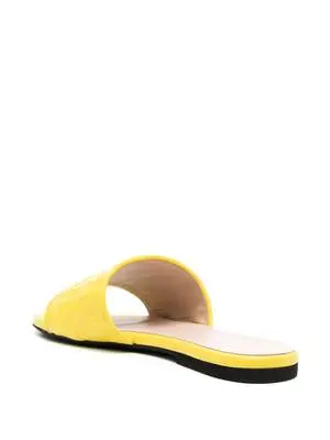 N°21 Logo-embossed Leather Slides - Yellow