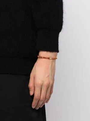 Luis Morais 14kt Yellow Gold Horus Eyes Beaded Bracelet - Brown