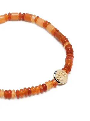 Luis Morais 14kt Yellow Gold Horus Eyes Beaded Bracelet - Brown