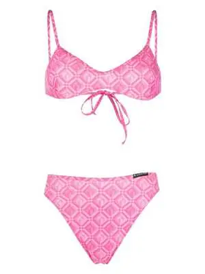 MARINE SERRE Crescent Moon-print Bikini - Pink