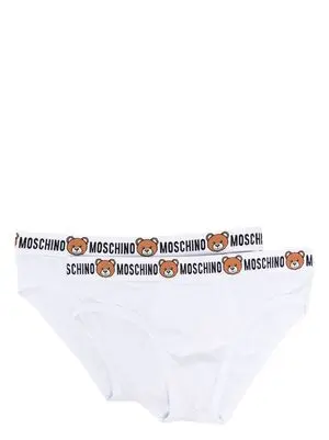 Moschino Logo-waistband Cotton Briefs - White