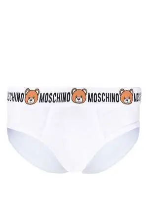 Moschino Logo-waistband Cotton Briefs - White