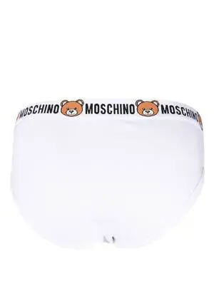 Moschino Logo-waistband Cotton Briefs - White