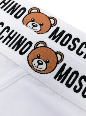 Moschino Logo-waistband Cotton Briefs - White