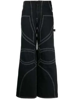 Off-White Contrast-stitch Wide-leg Jeans