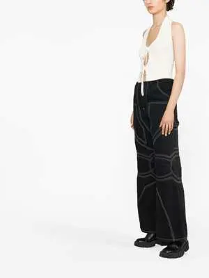 Off-White Contrast-stitch Wide-leg Jeans