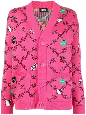 Gcds X Hello Kitty Jacquard V-neck Cardigan