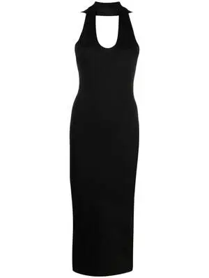 MAISON MARGIELA Crisscross Halterneck Midi Dress - Black