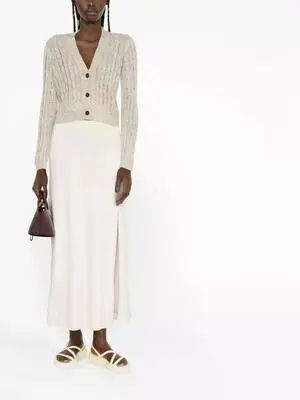 Brunello Cucinelli Satin Midi Skirt - C579 Milk