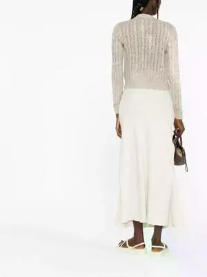 Brunello Cucinelli Satin Midi Skirt - C579 Milk
