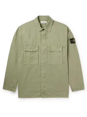 Stone Island Logo-appliquéd Brushed Cotton-canvas Overshirt
