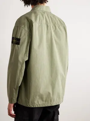 Stone Island Logo-appliquéd Brushed Cotton-canvas Overshirt