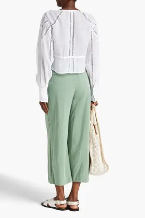 FRAME Crochet-trimmed Ramie Gauze Top