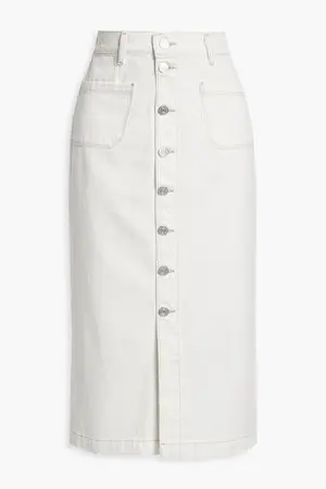 FRAME Le Bardot Denim Midi Skirt - Off-white