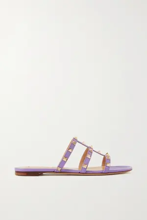 Valentino Garavani Valentino Garavani Rockstud Leather Sandals Purple