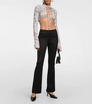 ROBERTA EINER Tie-front Printed Cropped Cardigan
