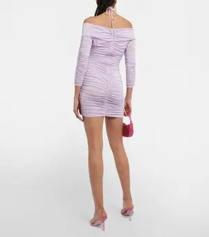 Magda Butrym Ruched Off-the-shoulder Mini Dress - Purple
