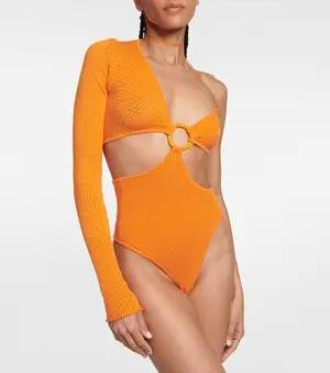 ROBERTA EINER Legato Asymmetrical Cotton-blend Bodysuit - Orange