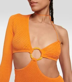 ROBERTA EINER Legato Asymmetrical Cotton-blend Bodysuit - Orange