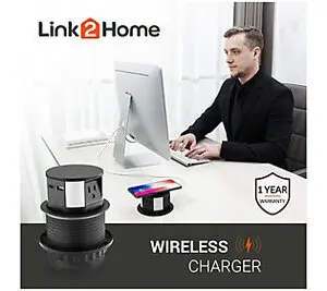 LINK2HOME Space Saver Pop Up Outlet W/induction Charger Usb