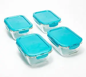 LOCKNLOCK Set Of 3-cup Glass Rectangles W/locking Lids