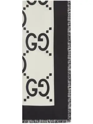 Gucci Gg All-over Logo Silk Scarf - White