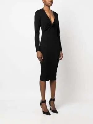 TOM FORD V-neck Knitted Midi Dress