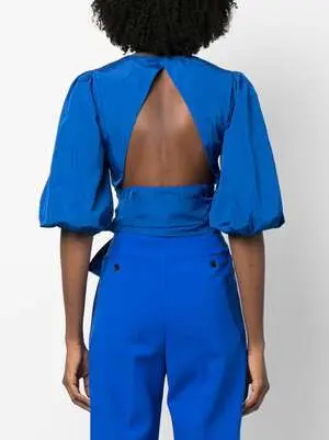 Red Valentino Wrap Cropped Top - Blue