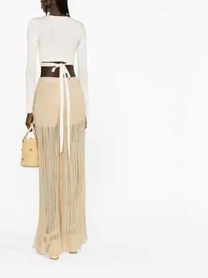 Alberta Ferretti Pleated Silk Trousers