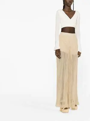 Alberta Ferretti Pleated Silk Trousers
