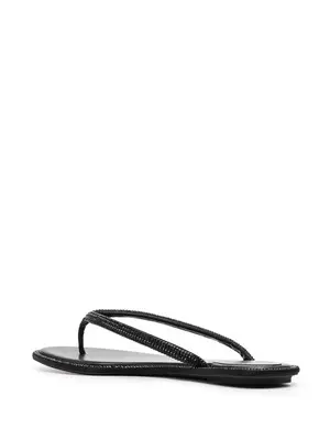 Rene Caovilla Crystal-embellished Flip-flops - Black