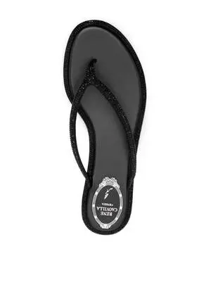 Rene Caovilla Crystal-embellished Flip-flops - Black