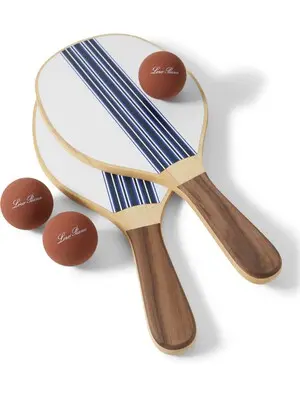 Loro Piana Logo-print Wooden Beach Bat And Ball Set