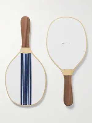 Loro Piana Logo-print Wooden Beach Bat And Ball Set