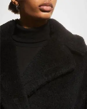 Max Mara Alpaca-Silk Teddy Knit Coat Black