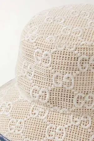 NWT Gucci GG crochet bucket hat leather-trimmed pink NWT AUTH Gucci cable knit bucket hat GG design in PINK SIZE  main image 2